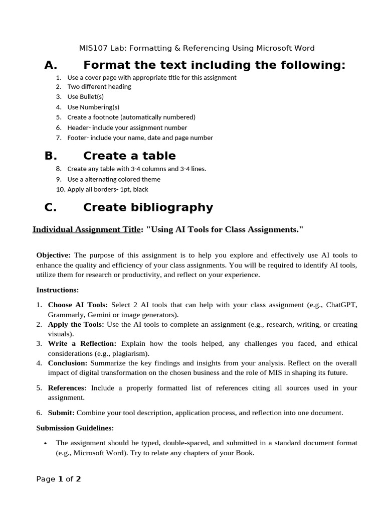 Msword Assignment Check List Summer2024 | PDF | Citation | Microsoft Word