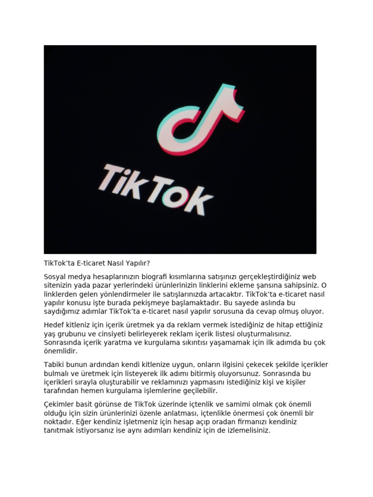 TikTok E-Ticaret | PDF
