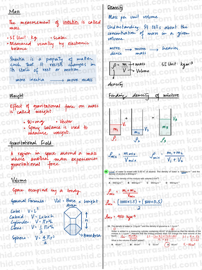 Density and Pressure Fundamentals | PDF | Pressure | Mass