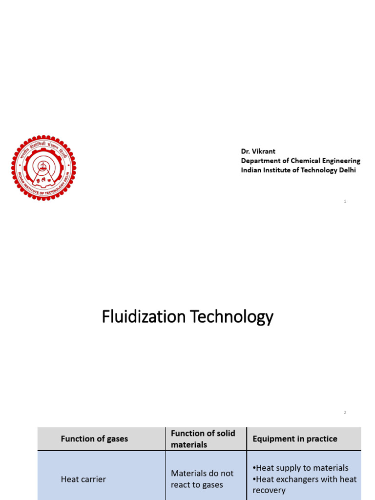 Lecture Slides Part 1 | PDF | Fluidization | Chemistry