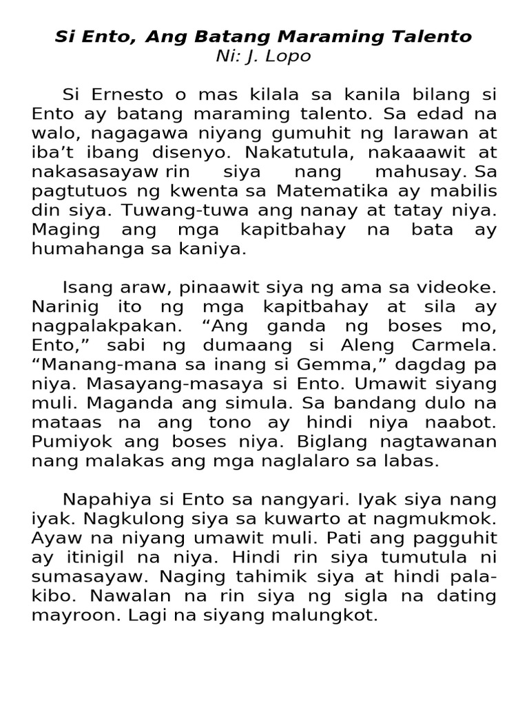 Si Ento (Muling Pagkukuwento) | PDF