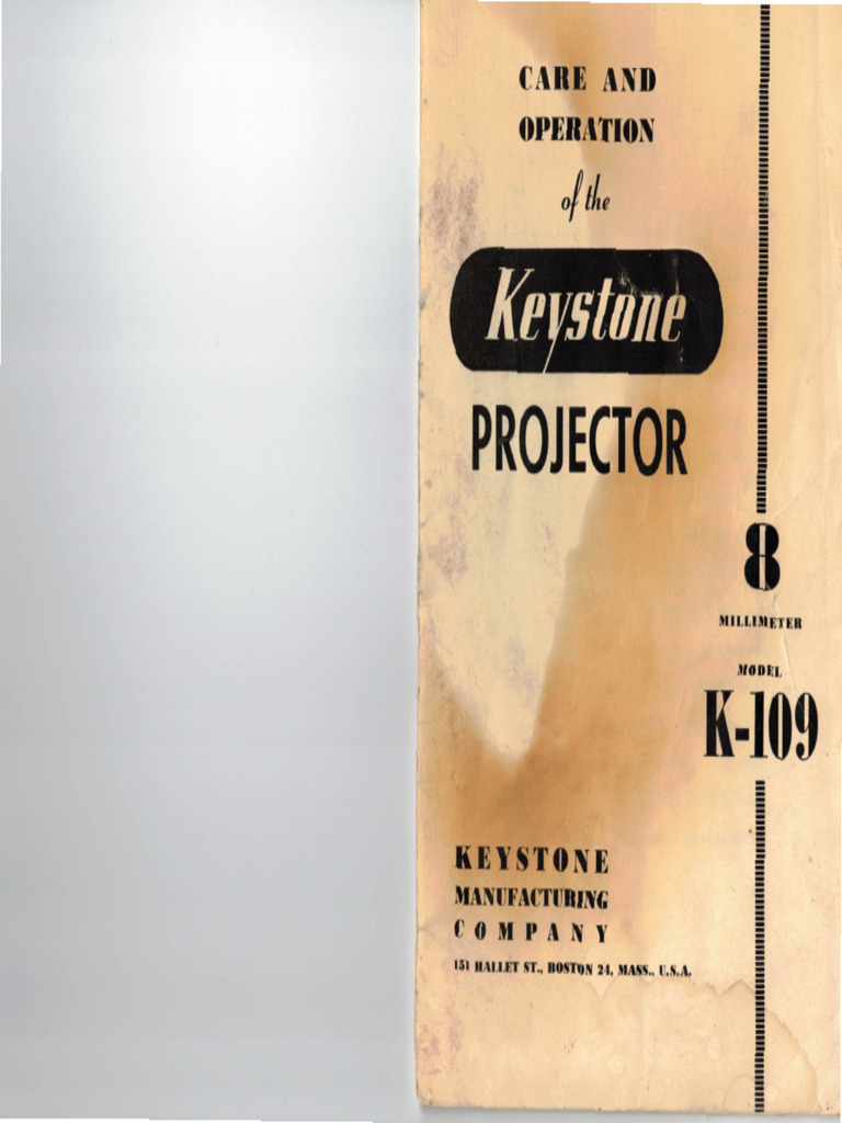 Keystone 8mm K-109 Projector User Manual | PDF | Equipment | Electricity