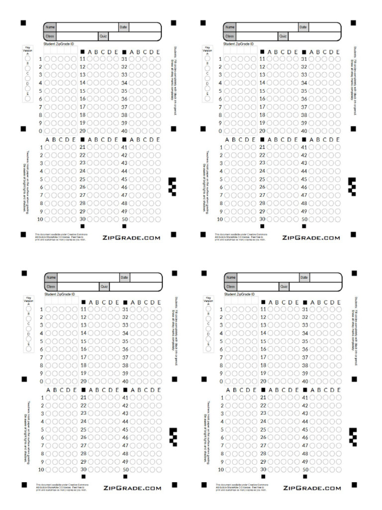 50 Items Zipgrade | PDF