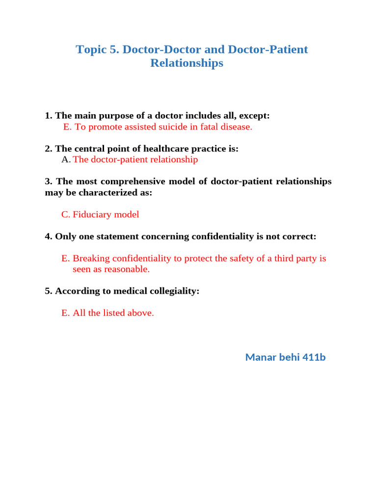 Doctor-Patient Relationship Essentials | PDF