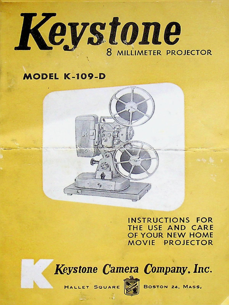 Keystone K-109D 8mm Projector Instructions | PDF
