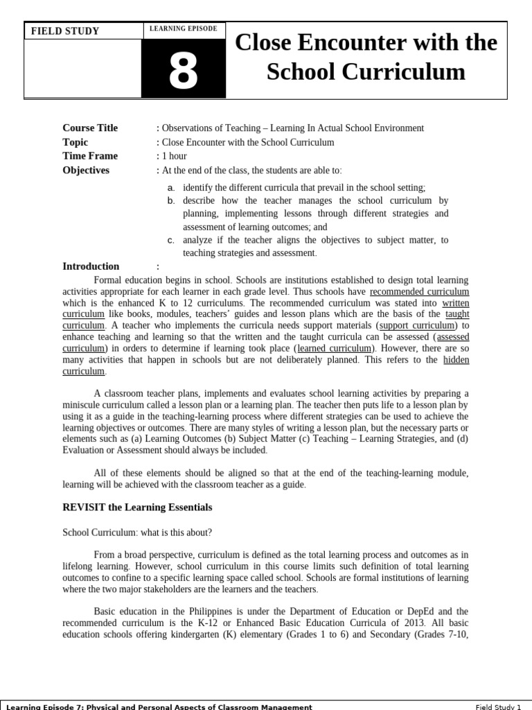 Jaycee Masangcay (Fs1 - Learning Episode 8) | PDF | Curriculum | Teachers