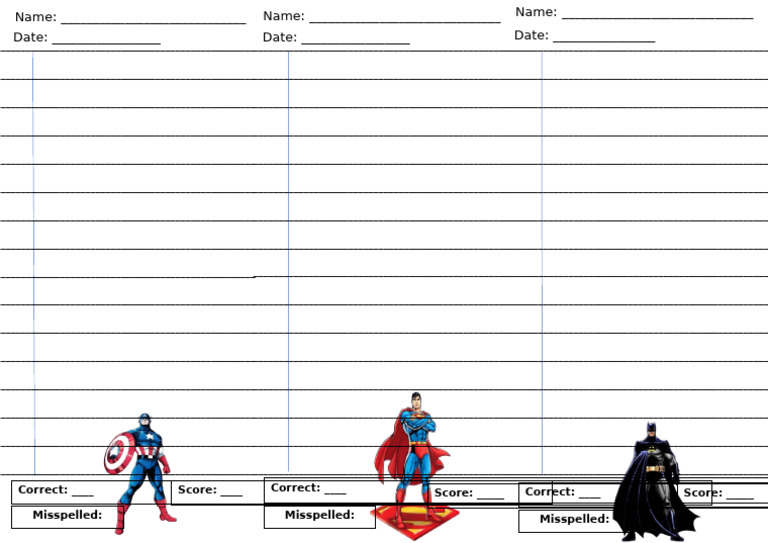 Spelling Booklet Insert Superheroes | PDF