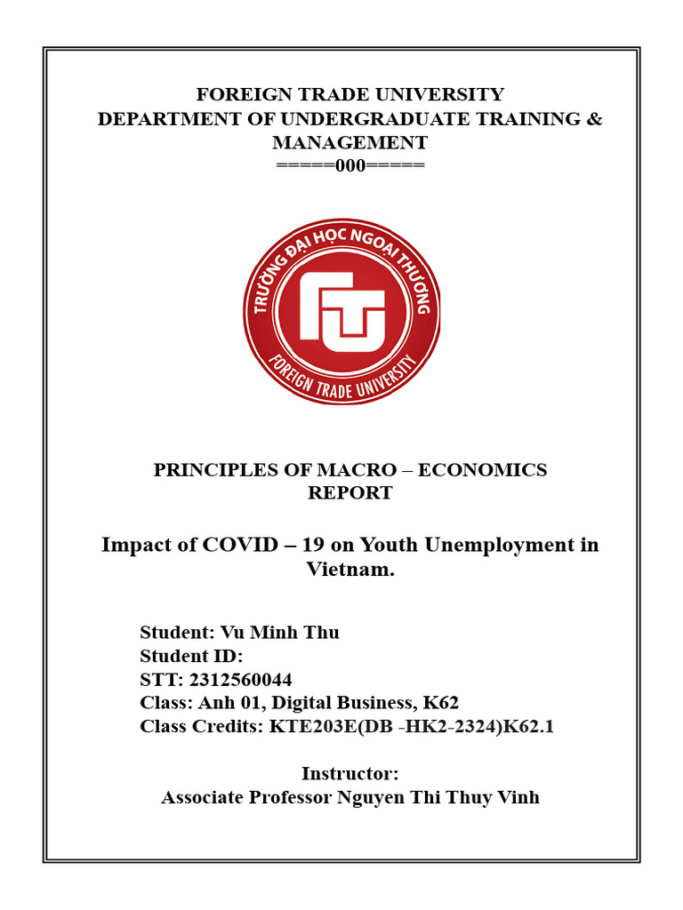 Vũ Minh Thư 2312560044 K62 Ebus Report | PDF | Unemployment | Employment