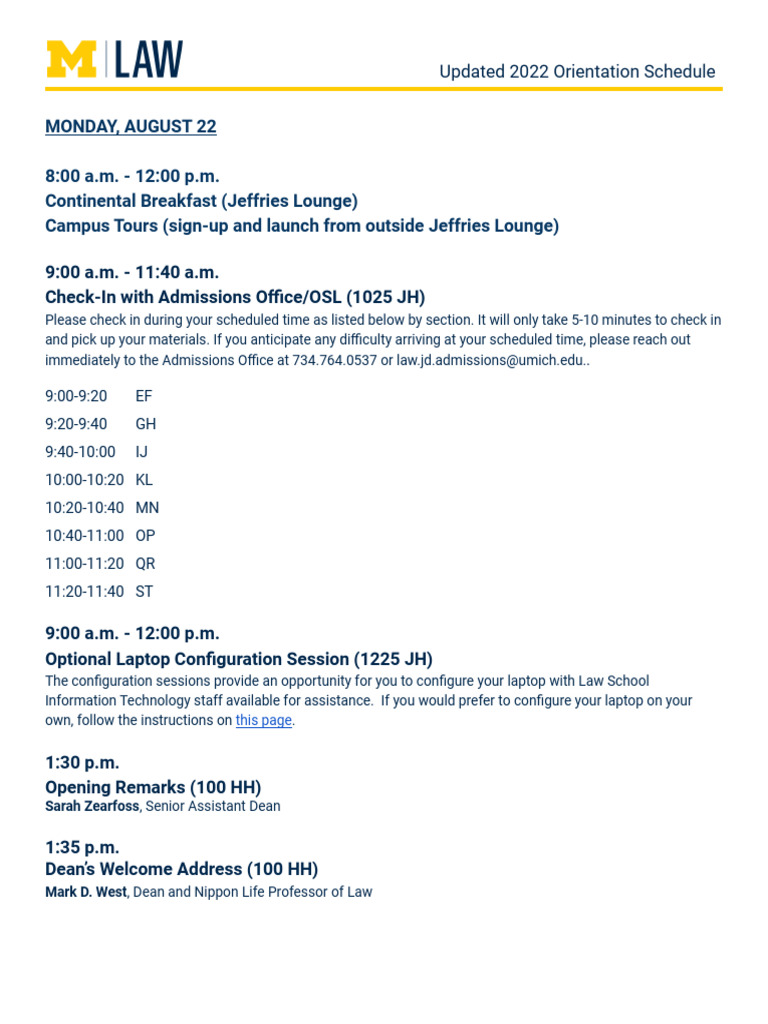 Updated 2022 Orientation Schedule | PDF | Foreign Language Studies