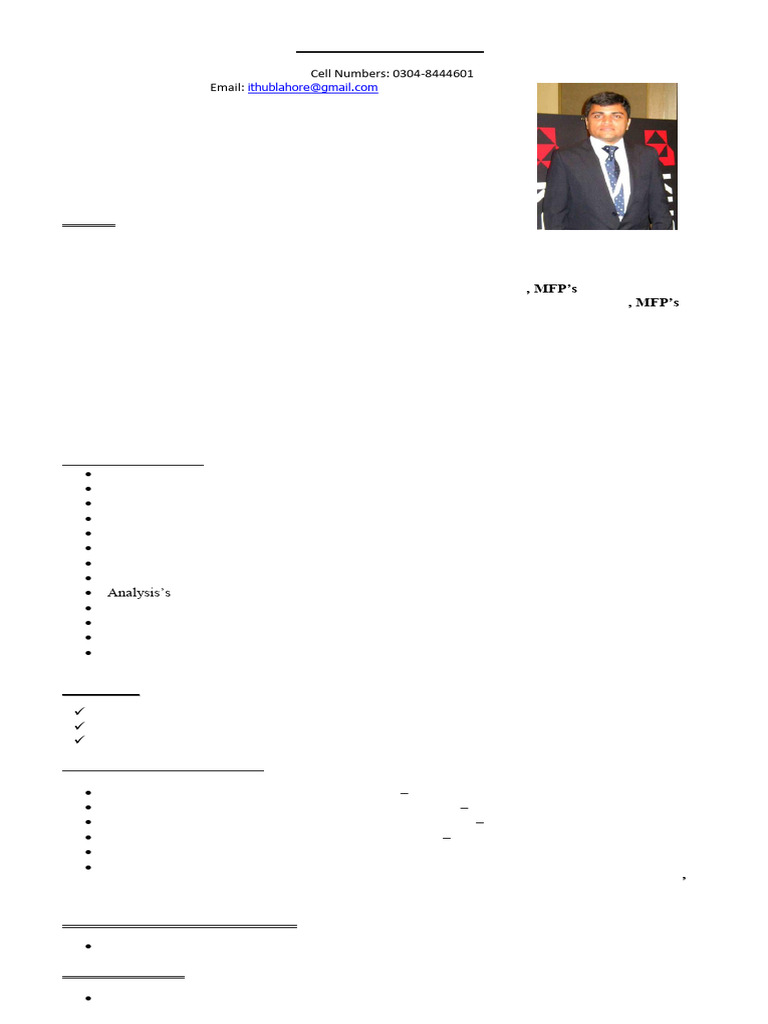 Rehan Siddique: Sales Manager Profile | PDF | Printer (Computing ...