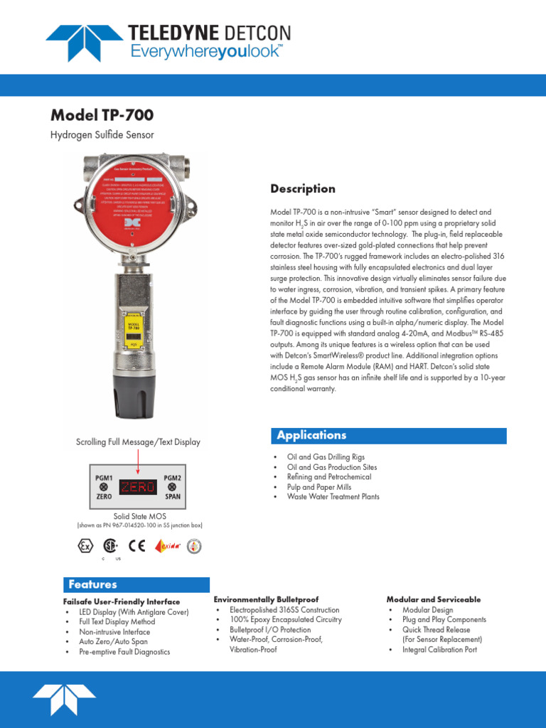 Fixedgas 700series TP 700 Brochure English | PDF | Sensor