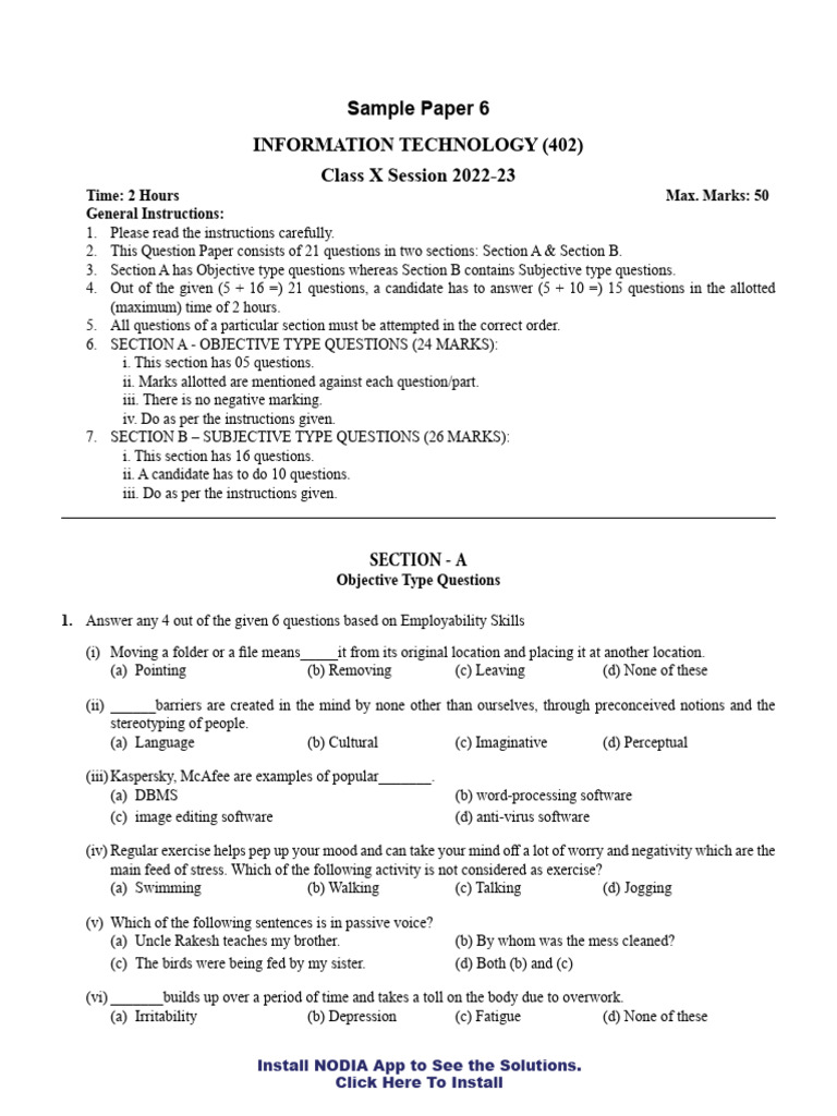IT sample Q6 | PDF | Databases | Relational Model
