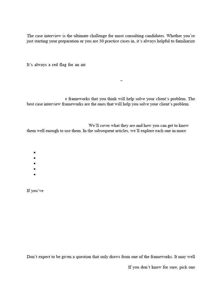 Case Interview Frameworks Guide | PDF | Mergers And Acquisitions | Competitive Advantage