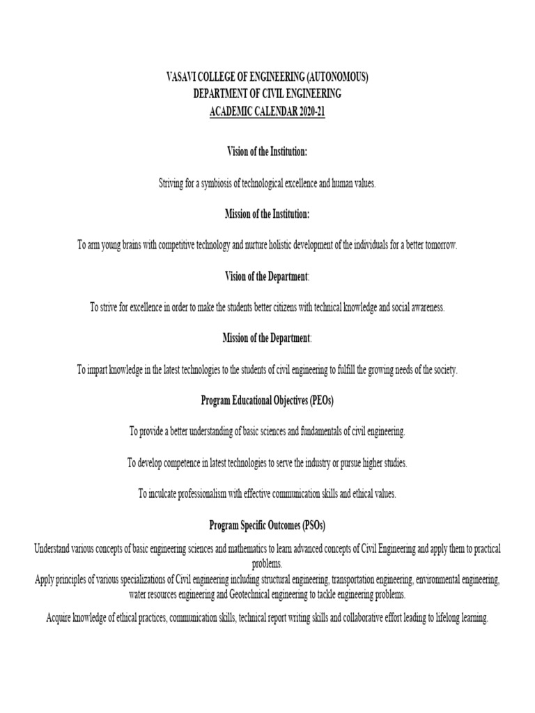 Activity Calendar 2020-2021 Civil | PDF | Academic Term | Engineering