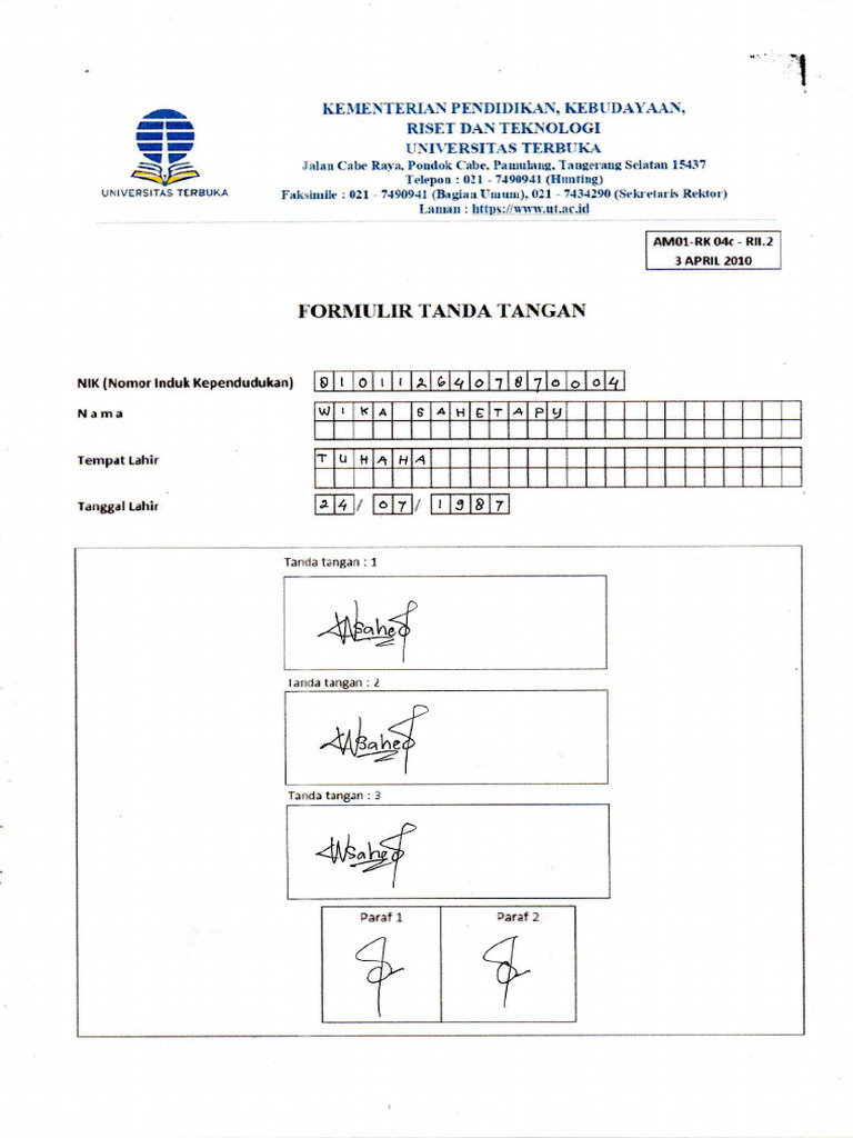 Formulir Tandatangan | PDF