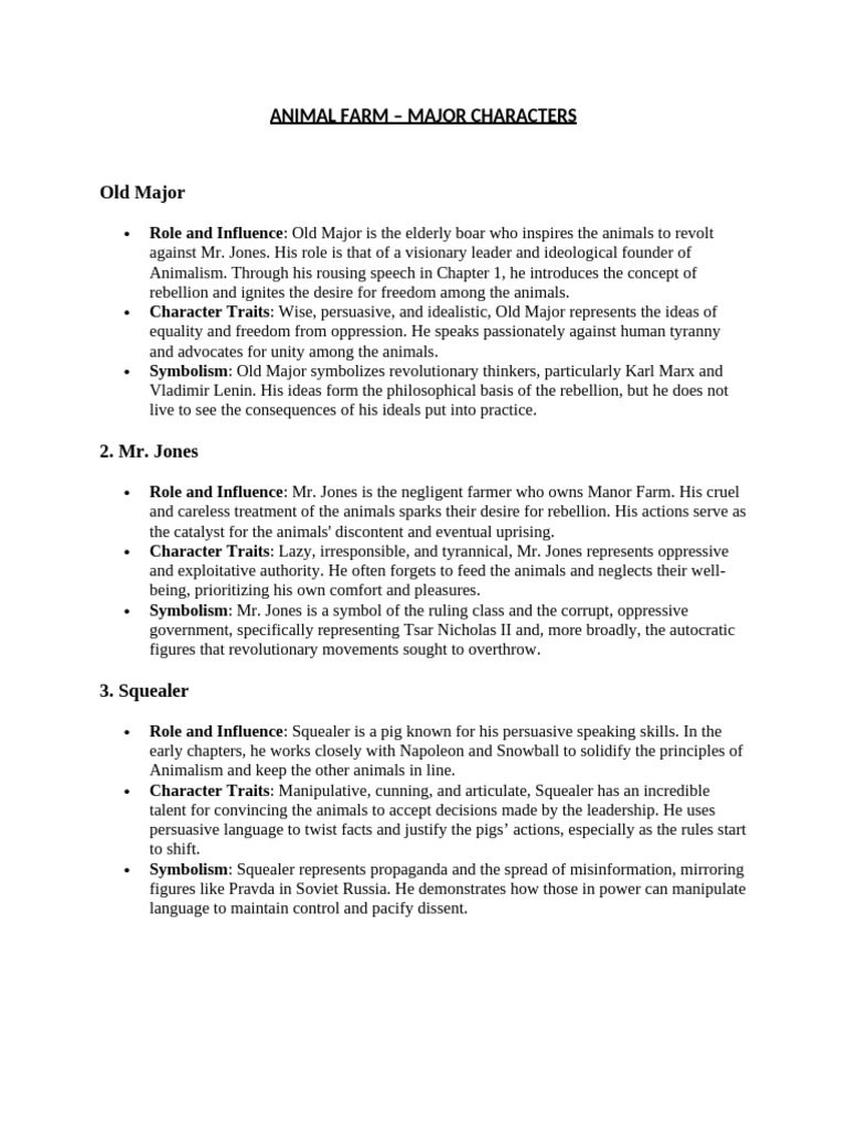 Character Analysis of Animal Farm | PDF | Ideologies | Political Science