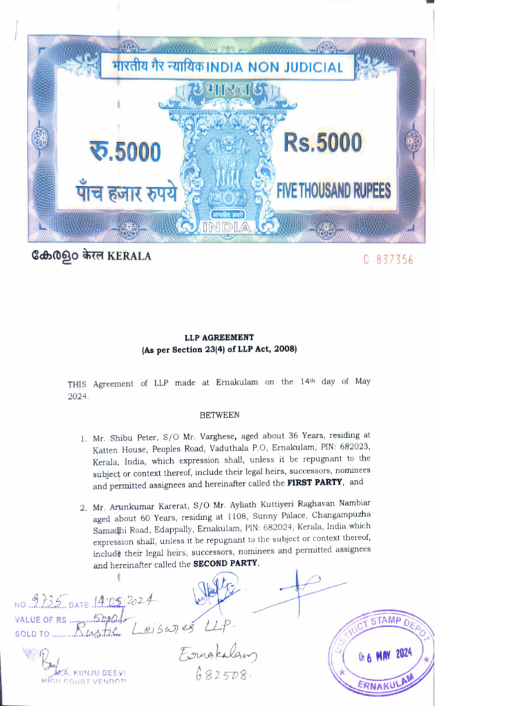 Five Thousand Rupees: Frur Teindia Non Judicial | PDF | Limited ...