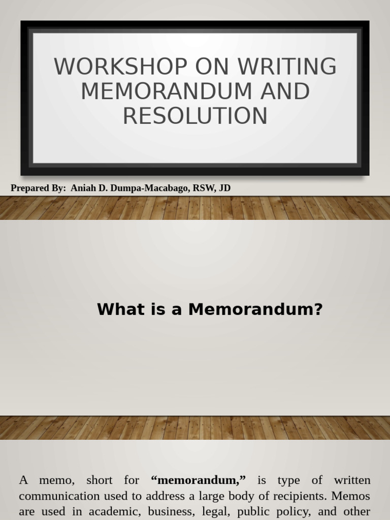 Writing Memos and Resolutions Workshop | PDF | Memorandum | Justice