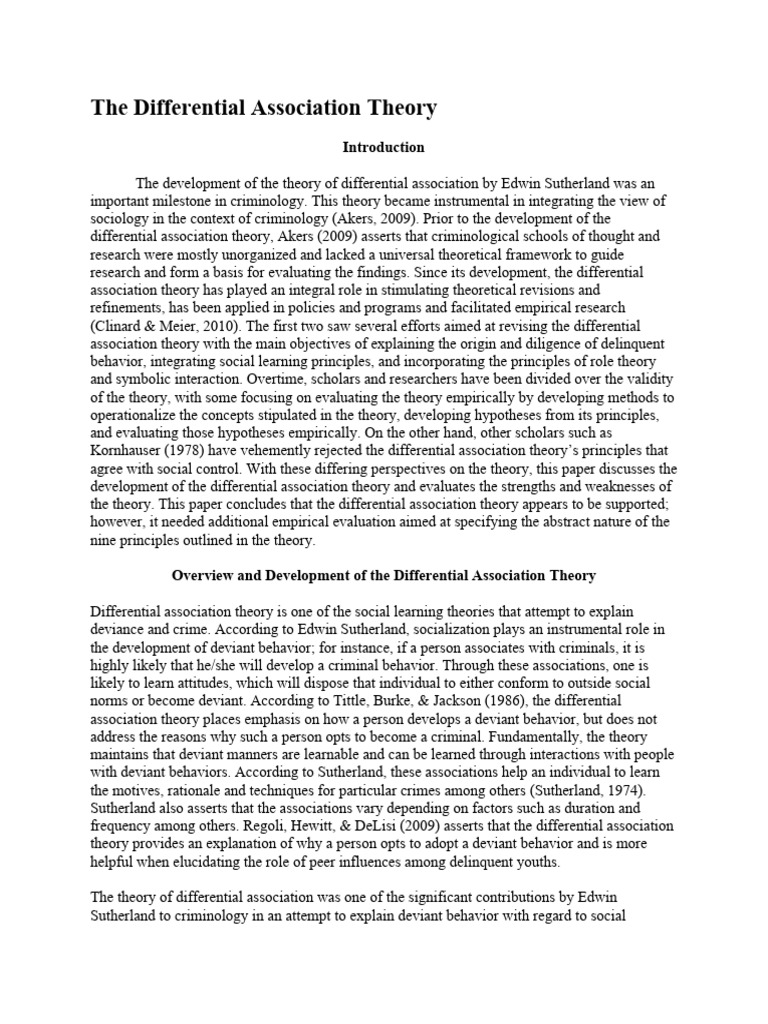 Evaluating Differential Association Theory | PDF | Deviance (Sociology ...
