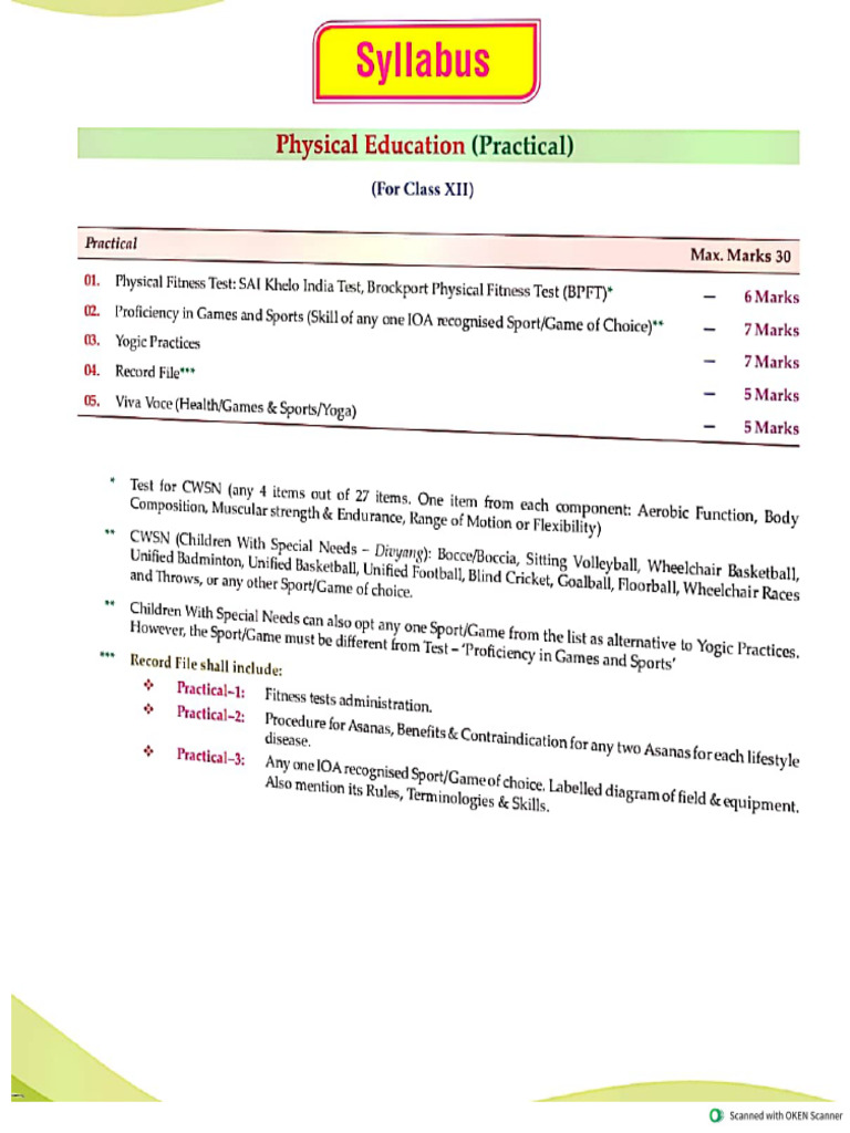 Physical Education Practical File Stage | PDF