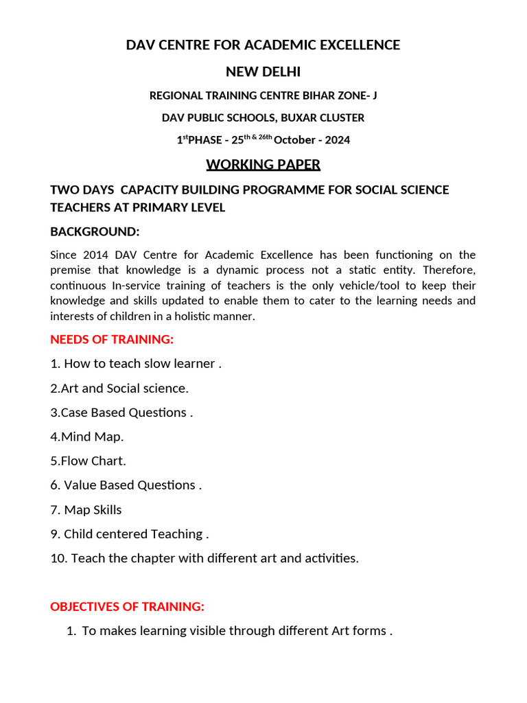 DOC-20240116-WA0000. Working Paper 2024 | PDF | Learning | Teachers