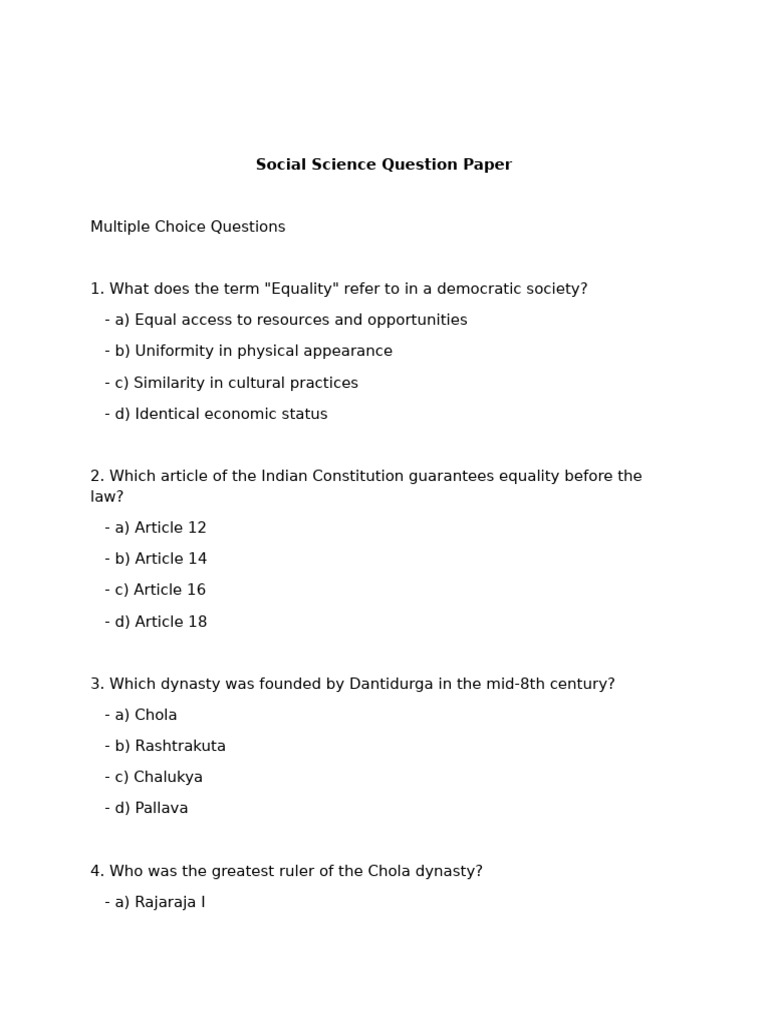Social Science Question Paper | PDF | Planetary Core | Planets Of The ...