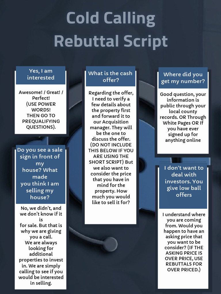 Cold Calling Rebuttal Scripts Debbie PDF | PDF