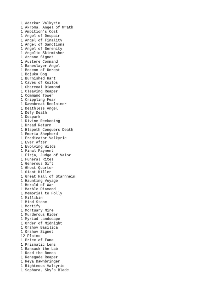 Deck - Firja, Judge of Valor - Angel Reanimator - Budget Commander ...