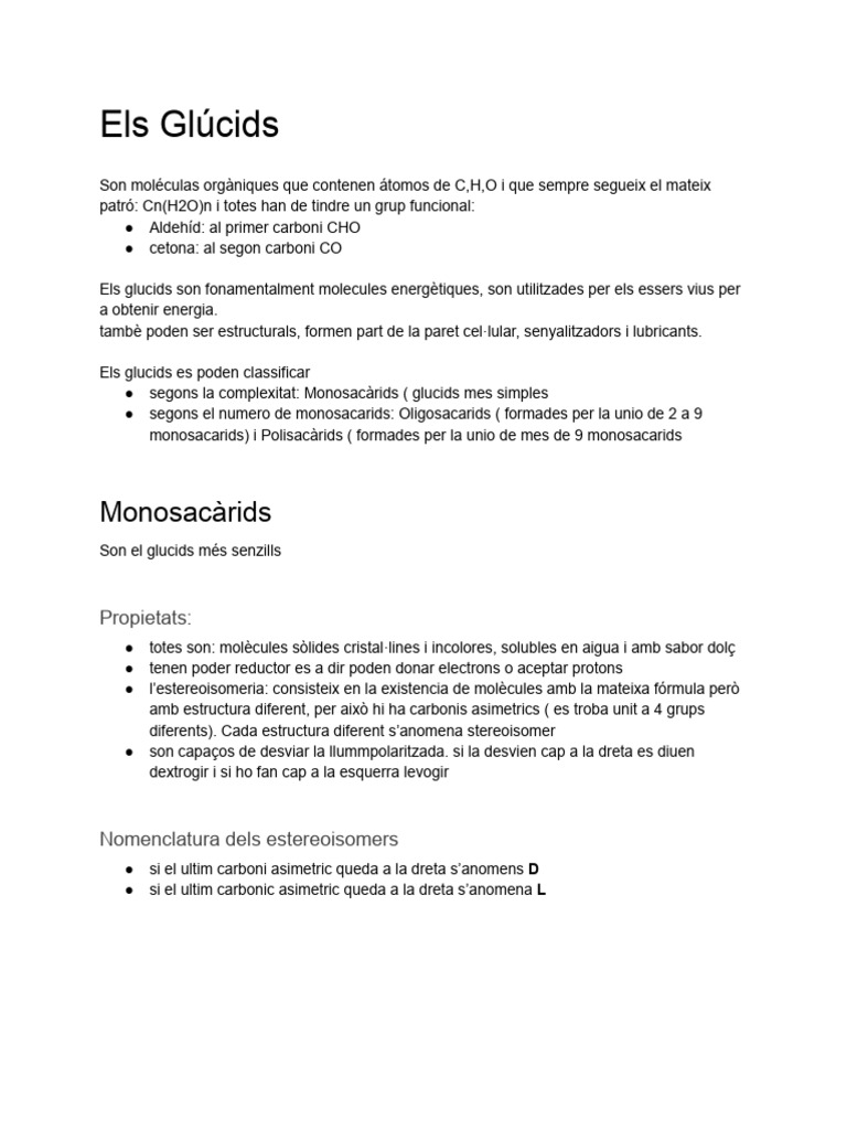 Els Glúcids | PDF