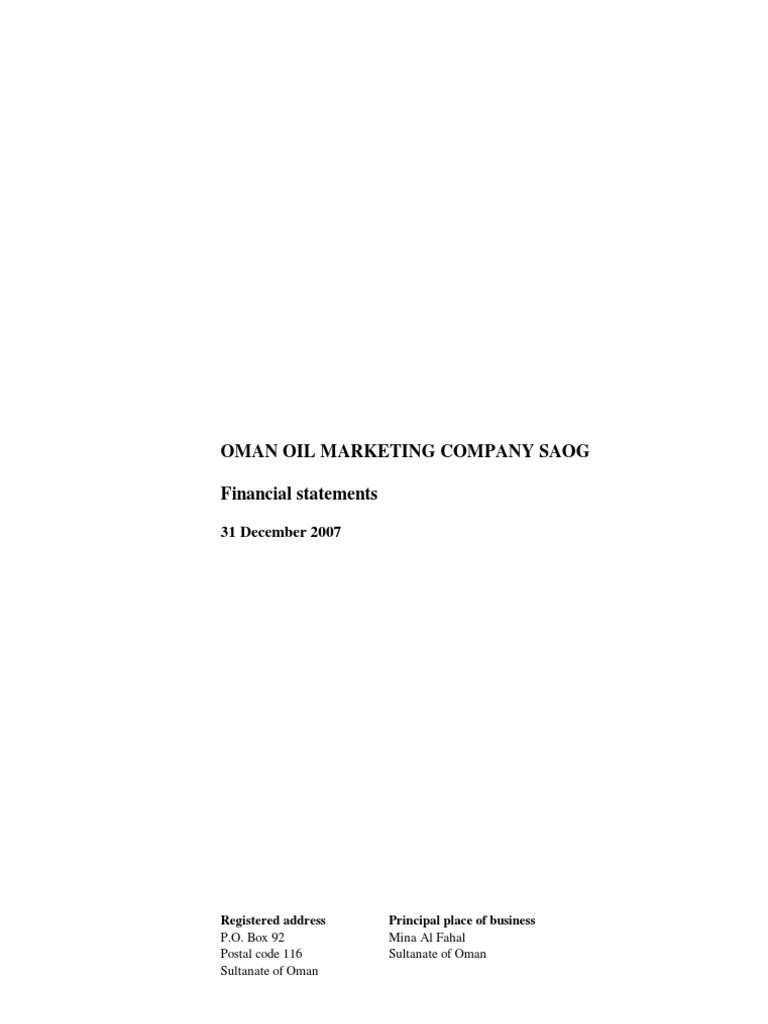 Oman Oil Balance Sheet | Download Free PDF | Fair Value | Depreciation