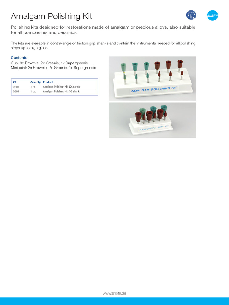 Amalgam Polishing Kit Product Information | PDF | Home & Garden