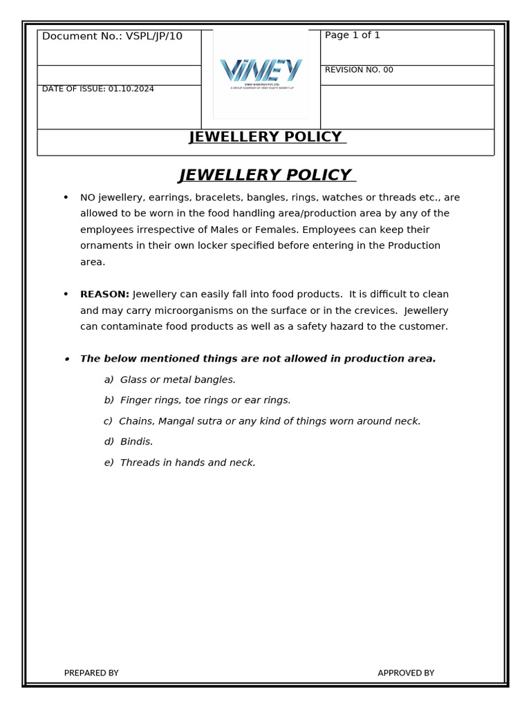 Jwellery Policy | PDF