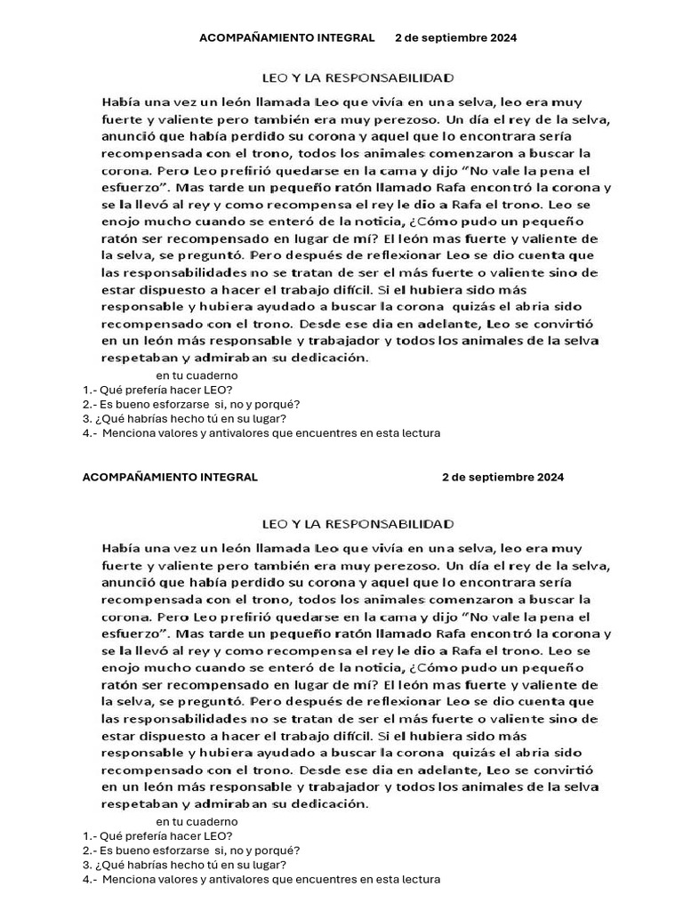 Responsabilidad: Preguntas y Valores | PDF