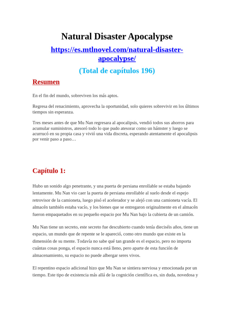 Renacimiento en el Apocalipsis Natural | PDF | Alimentos | Resfriado comun
