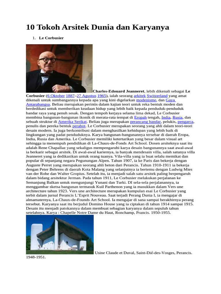 Tokoh Arsitek Dunia dan Karya | PDF | Seni