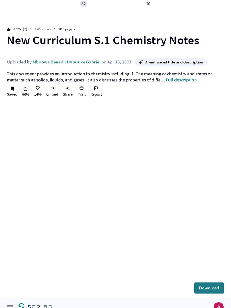 New Curriculum S.1 Chemistry Notes: Mboowa Benedict Maurice Gabriel ...