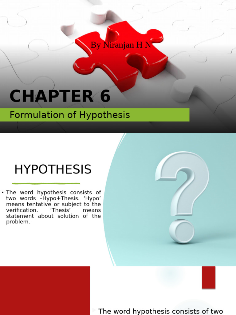 By Niranjan H N: Formulation of Hypothesis | PDF | Hypothesis | Null Hypothesis
