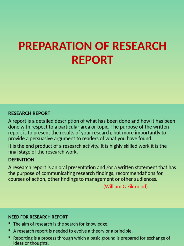 Preparation of Research Report | PDF | Statistics | Methodology