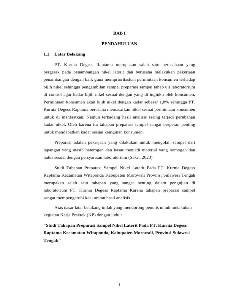 BAB I KP | PDF | Teknologi & Rekayasa