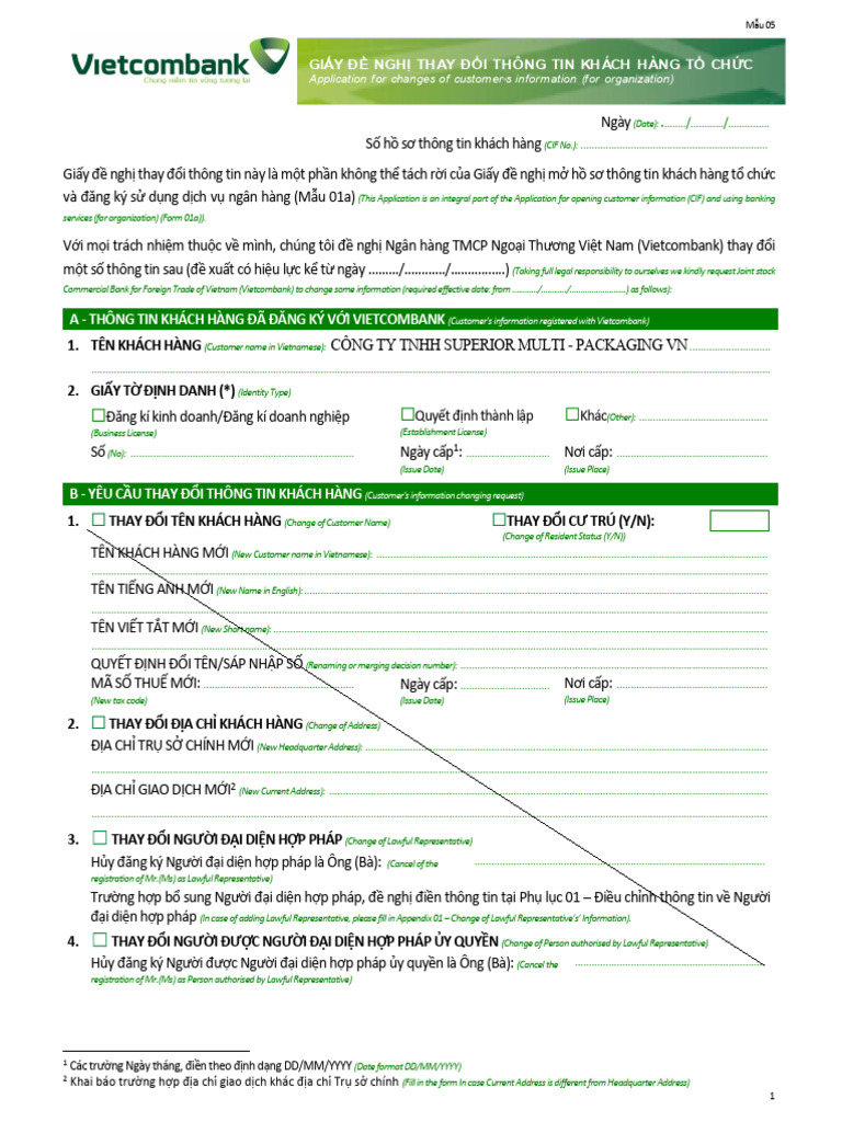 Form 05 - Application To Change Information Ok | PDF