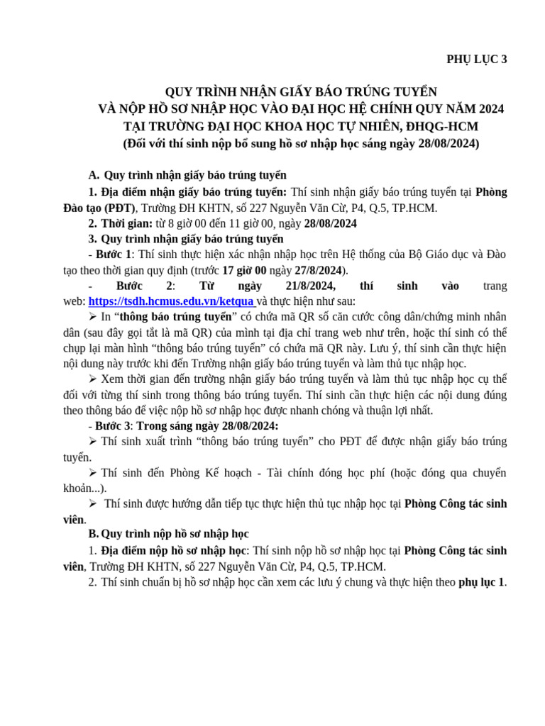 Phu Luc 3 - Quy Trinh Nop HS Bo Sung | PDF