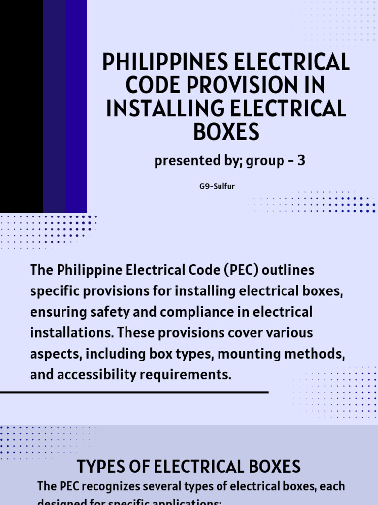 Philippines Electrical Code Provision in Installing Electrical Boxes ...