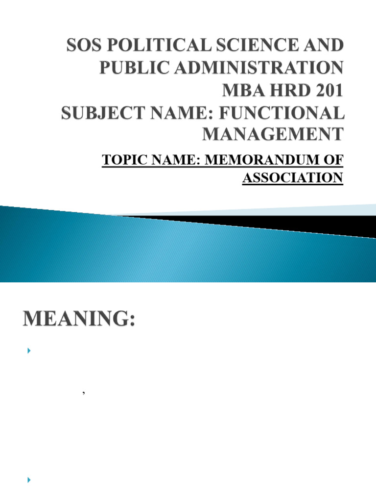 Mba HRD Ii Sem 201 Memorandum of Association | PDF | Companies | Articles Of Association