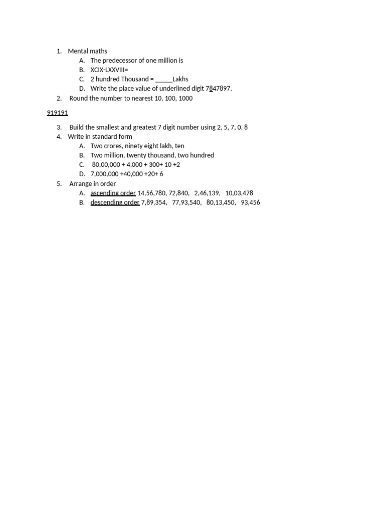 Place Value Revision V | PDF | Teaching Methods & Materials