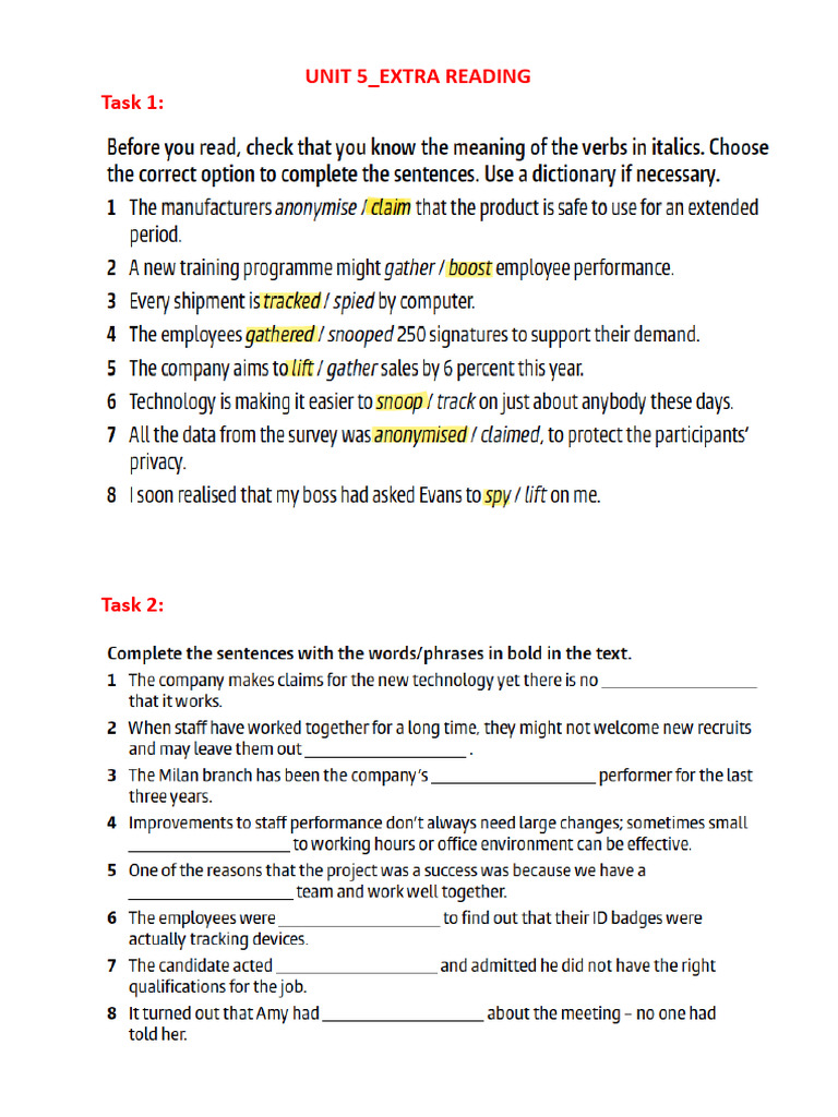 U5 - Extra Reading | PDF