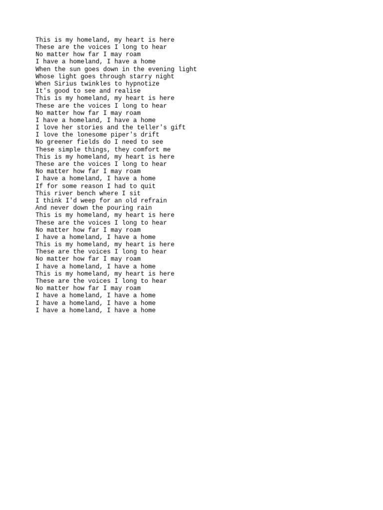 Homeland Lyrics | PDF