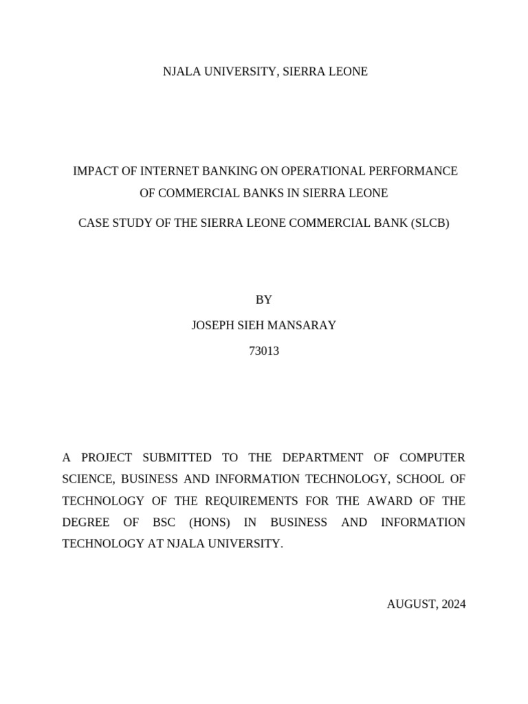 Joseph Sieh Mansaray Dissertation | PDF | Banks | Innovation