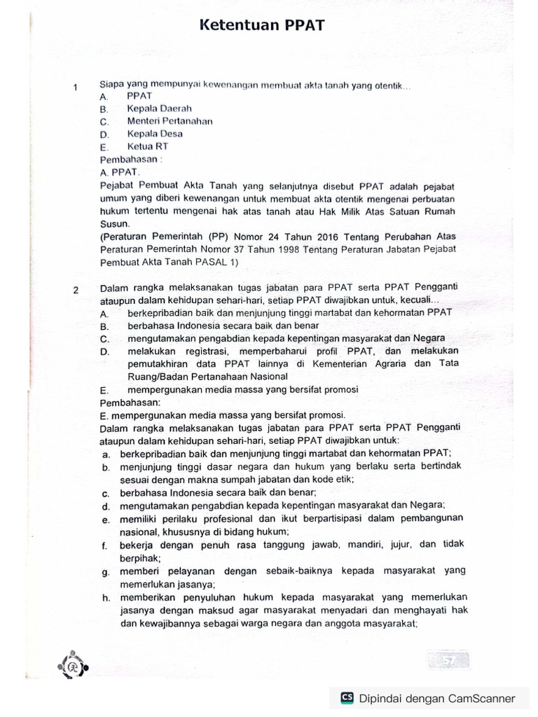 Soal Ketentuan PPAT | PDF