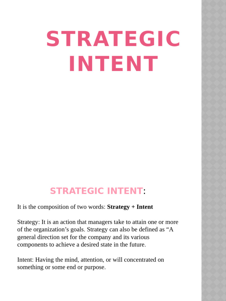 UNIT 1 Strategic Intent | PDF | Goal | Motivation