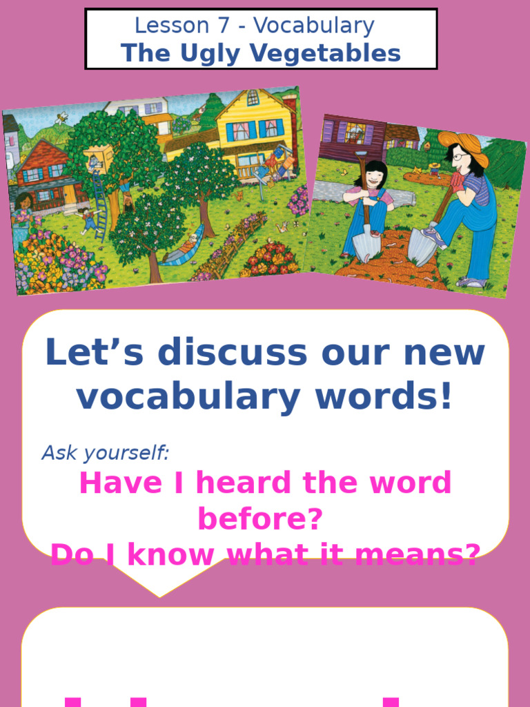 Vocabulary Lesson: The Ugly Vegetables | PDF | Career & Growth | Games & Activities